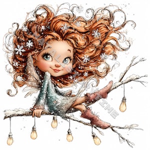 Winter Ice Fairy 12 JPG Fairytale Cartoon Clipart Printable Watercolor ...
