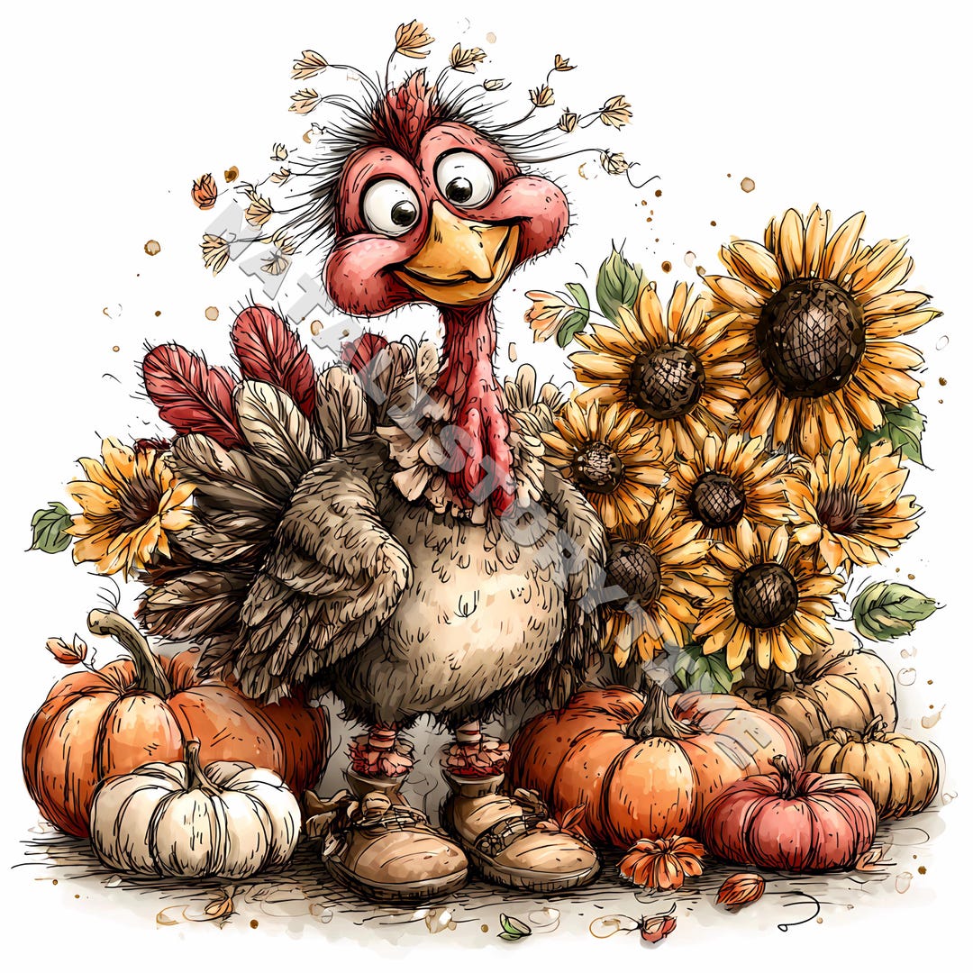 Quirky Thanksgiving Turkey 12 JPG Autumn Cartoon Clipart Printable ...