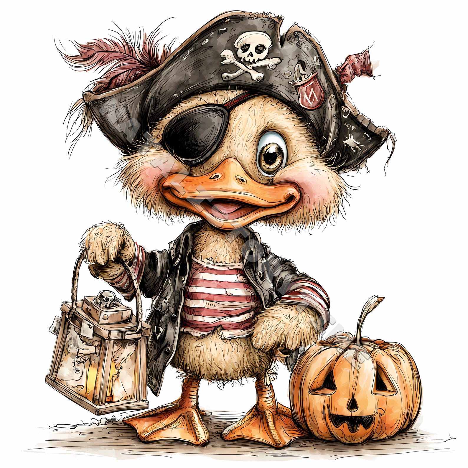 Spooky Halloween Duck 10 JPG Fall Cartoon Clipart Printable Watercolor ...