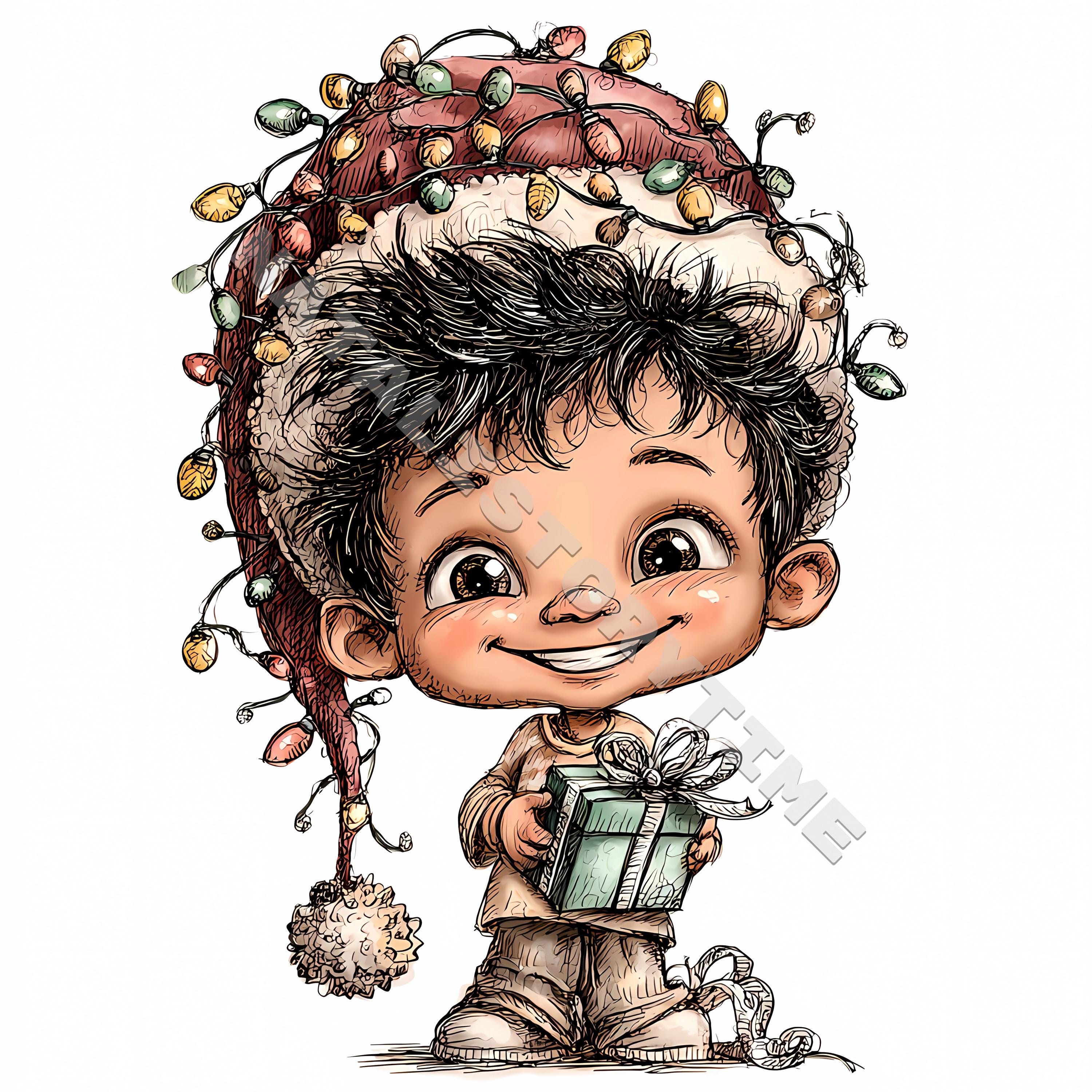 Funny Christmas Boy 12 JPG Winter Cartoon Clipart Printable Watercolor ...
