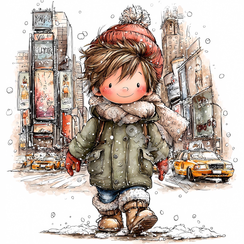 New York Winter Boy 12 JPG Cartoon Christmas Clipart Printable ...