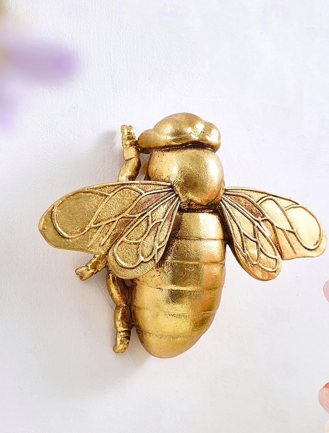 Handcrafted Gold Resin Bee Wall Decor – Insect Ornament for Home ...