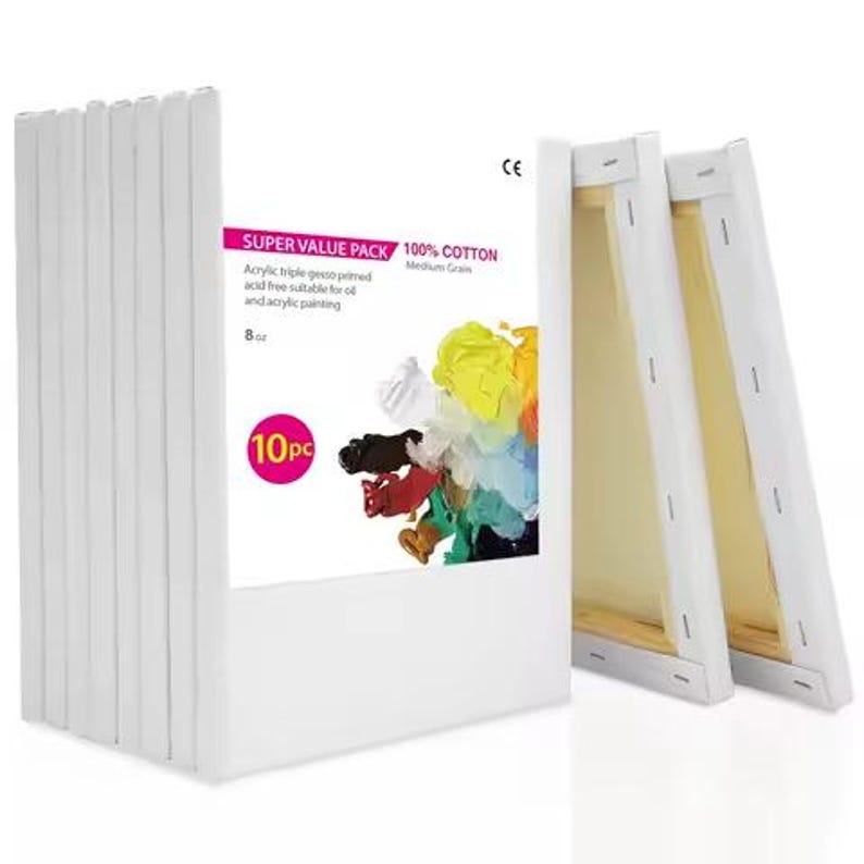 10pcs Square Blank Stretched Canvas Wooden Frames Blank Canvas Ideal ...