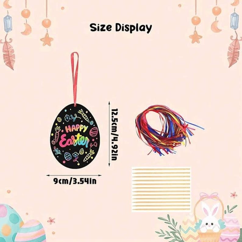 12/24pcs Easter Scratch Pictures, Easter Eggs, Scratch Pictures, Easter ...