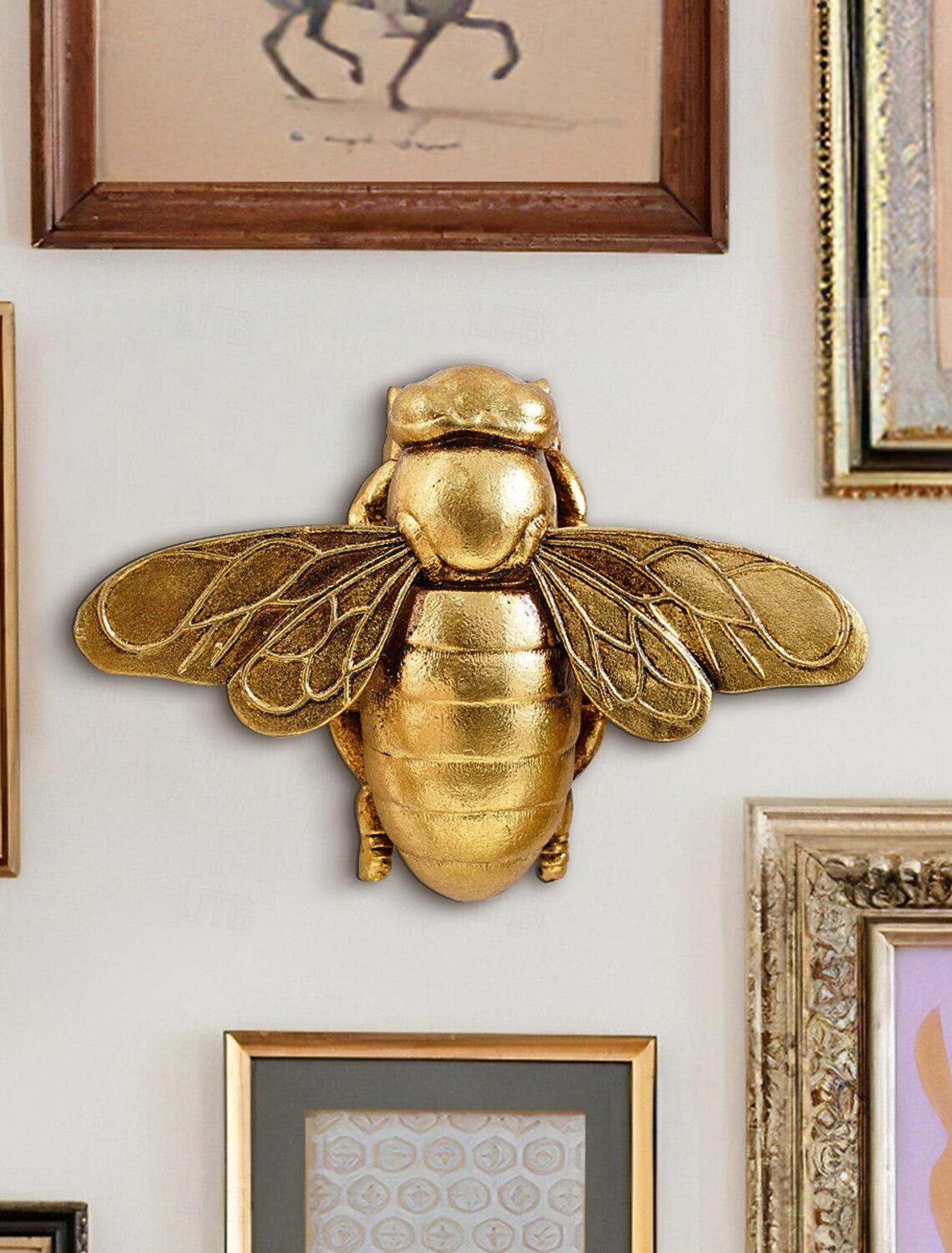 Handcrafted Gold Resin Bee Wall Decor – Insect Ornament for Home ...