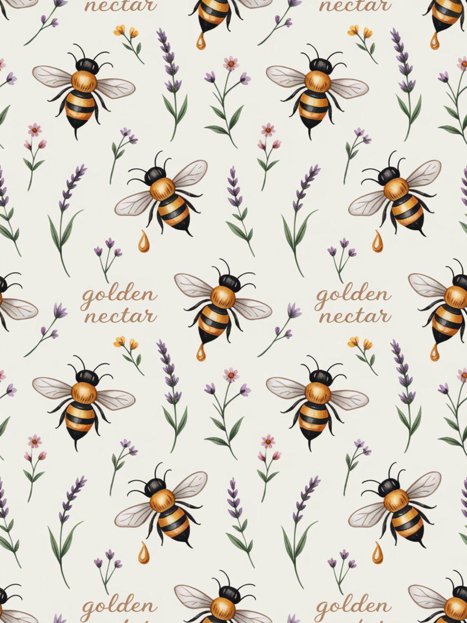 Cute Bee Seamless Pattern | Honey Bee Seamless Patterns 3 JPEG ...