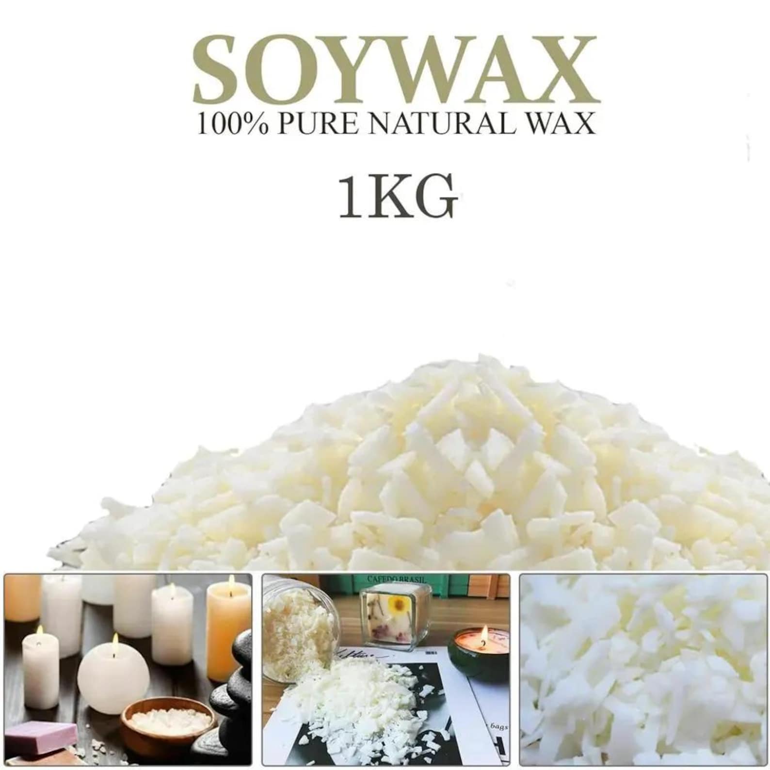 100% Candle Wax 1kg - Natural Premium Soya Wax for Making Candles, Eco ...