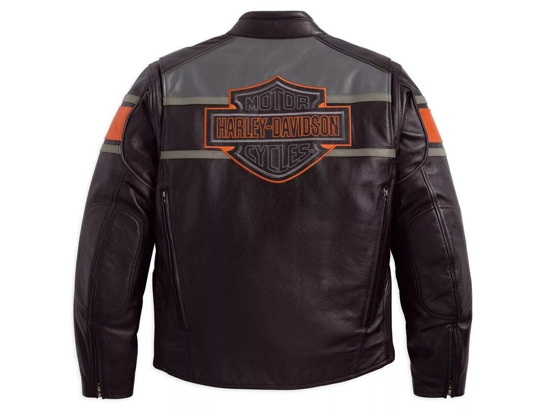 Harley Davidson Motorcycle Screaming Eagle Rumble Cowhide Black Leather Jacket for Men With Dual ...