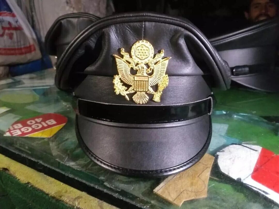 Real Leather Biker Muir Cap: US Hat Replica With Badge - Etsy