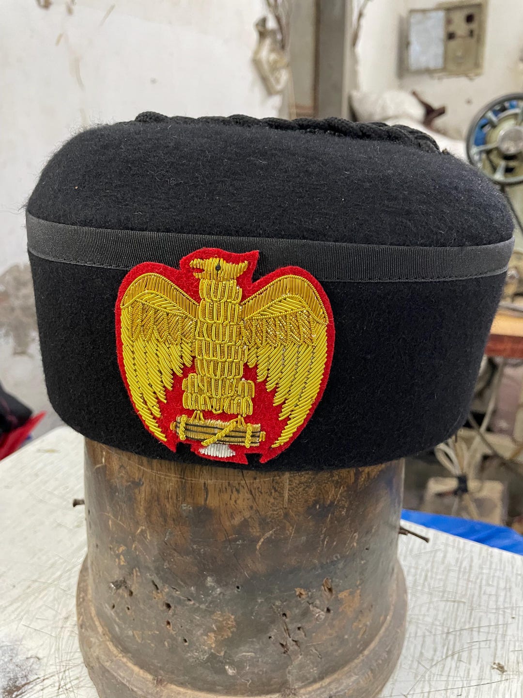 WW2 Italian Fascist High Leaders FEZ HAT Mussolini Fasces Badge Cap El ...