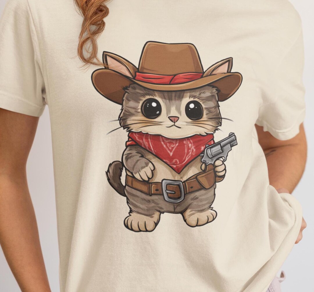 Western Kitten PNG – Cute Cowboy Cat Digital Art for T-shirts ...