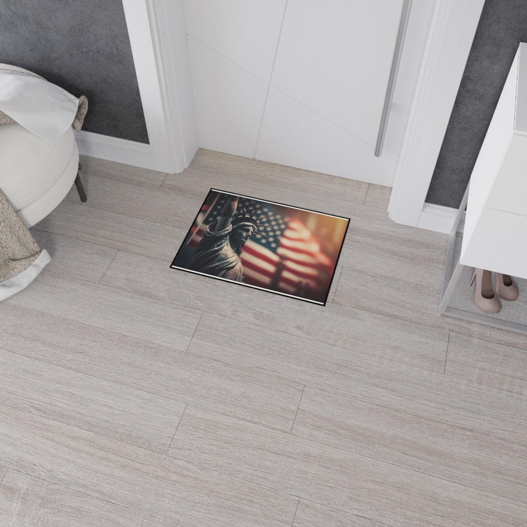 Patriotic Heavy Duty Floor Mat, USA Flag Decor, Indoor Welcome Mat ...