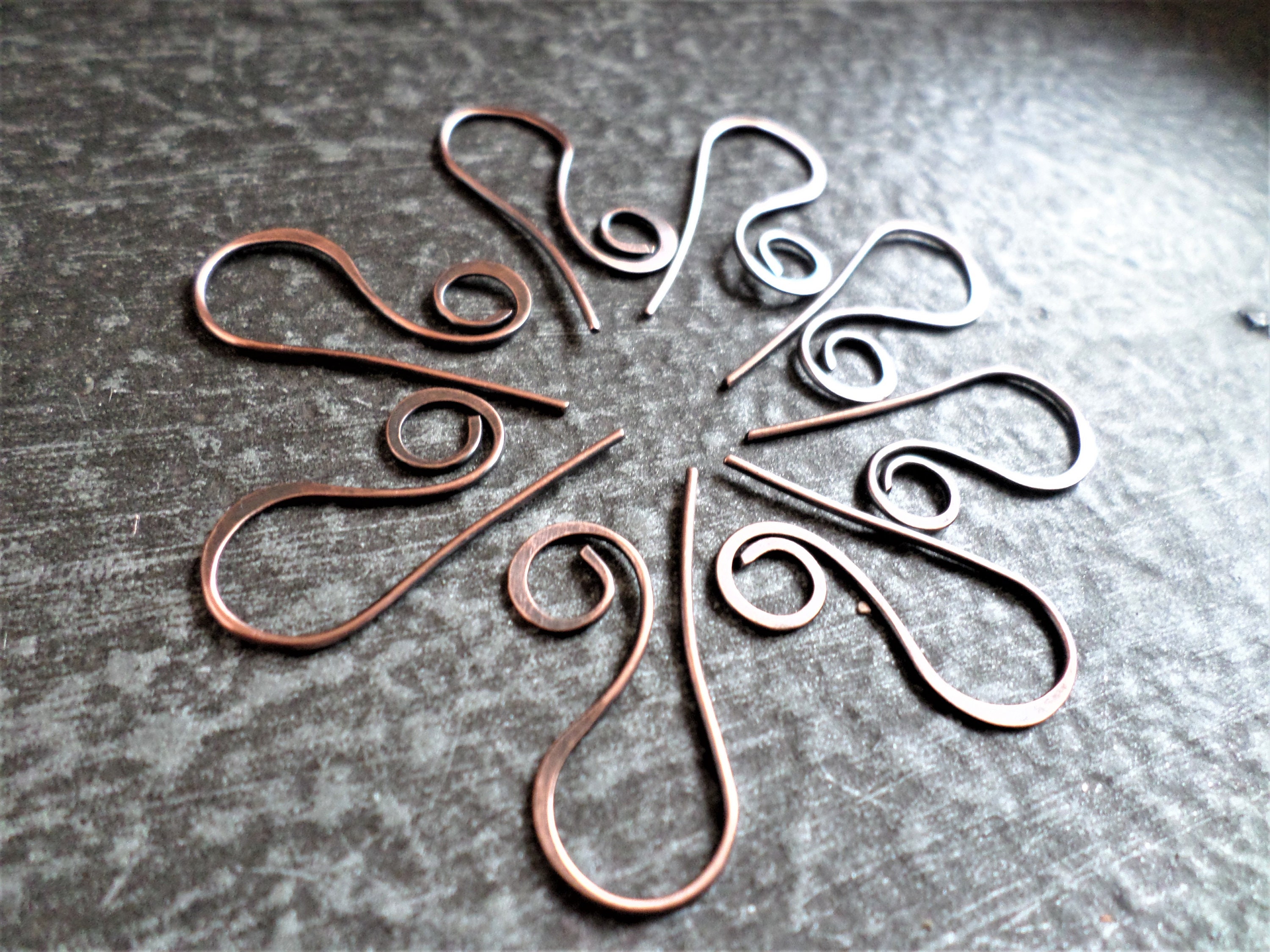 Swirl Hook Ear Wires Handmade Sterling Silver, Copper, Stainless Steel ...