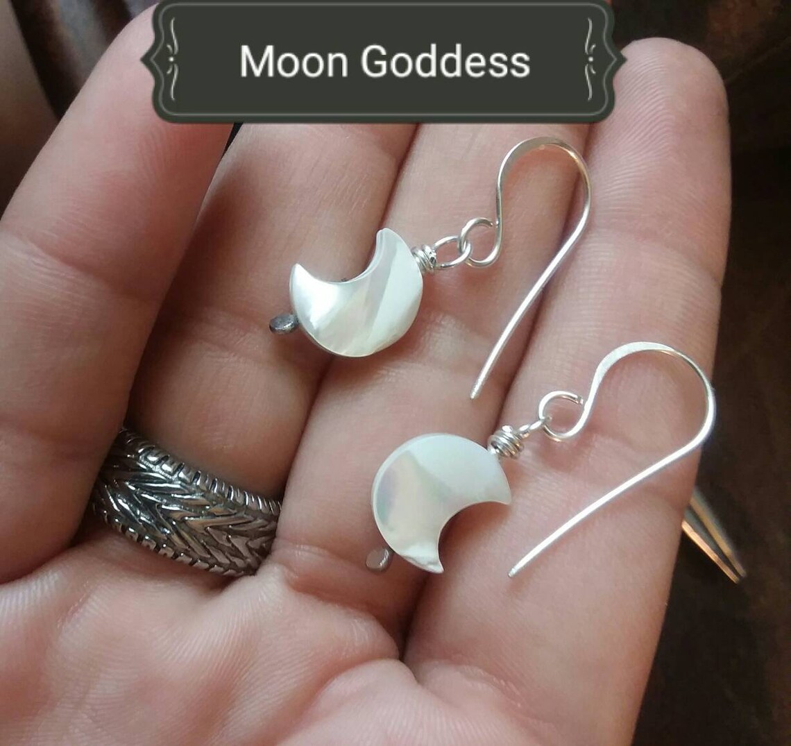 Sterling Silver Moon Goddess Earrings With Handmade Gift Pouch | Etsy