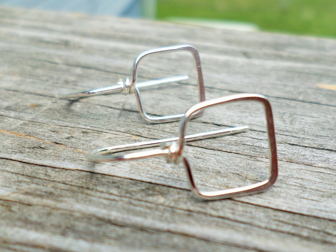 Square Hook Ear Wires Handmade Choose From Sterling Silver - Etsy