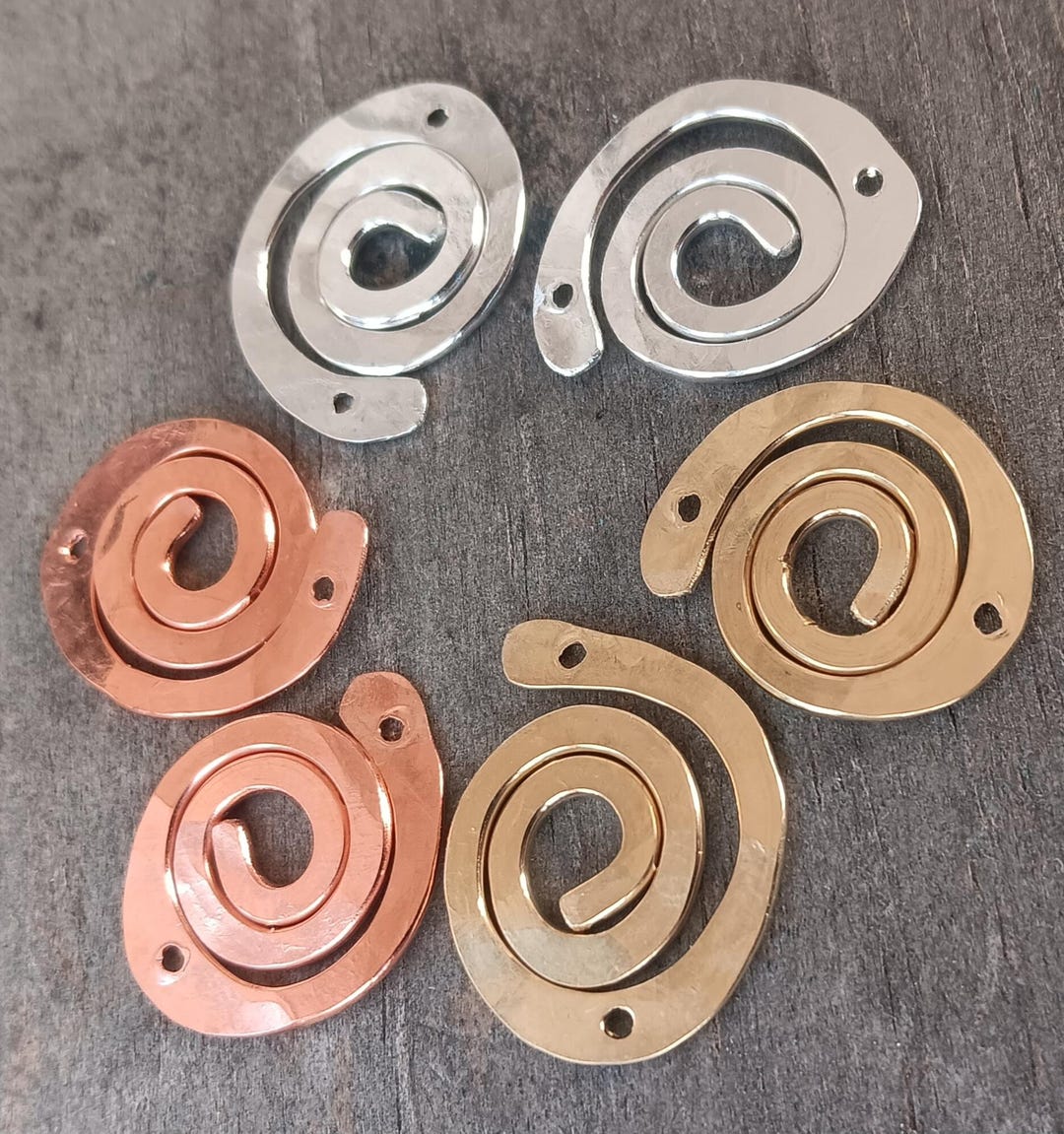 Hand Forged Swirl Connectors, Sterling Silver, Copper, Nugold, 2pcs - Etsy