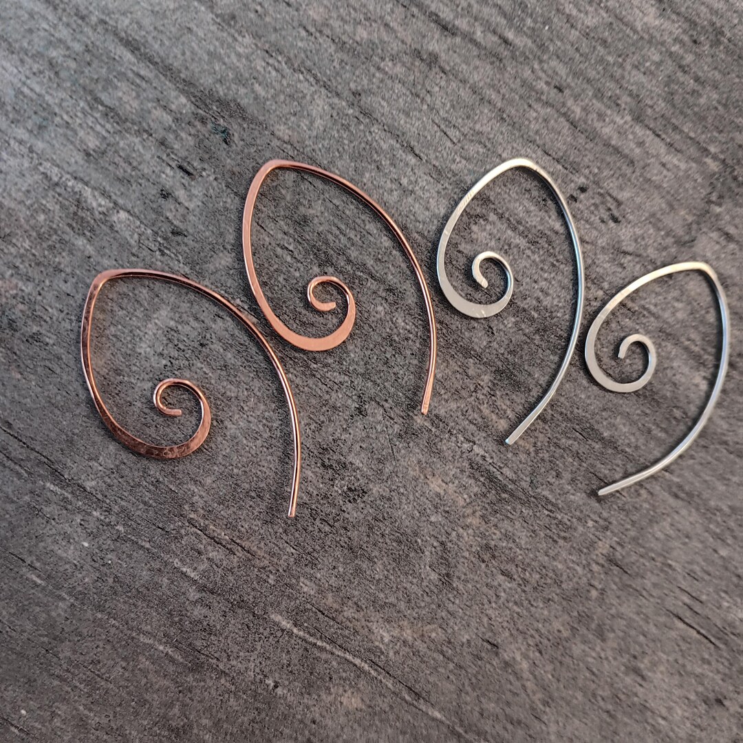 Curly Elf Ear Wires Hand-forged, Sterling, Copper, Steel or Nugold - Etsy