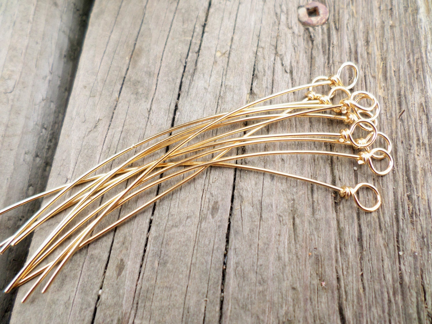 Wrapped Loop Eye Pins Solid Nugold Copper Oxidized Copper or | Etsy