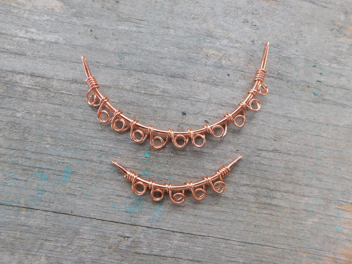 Curved Connector Bar With Loops 2pc Choose From Copper, Oxidized Copper ...