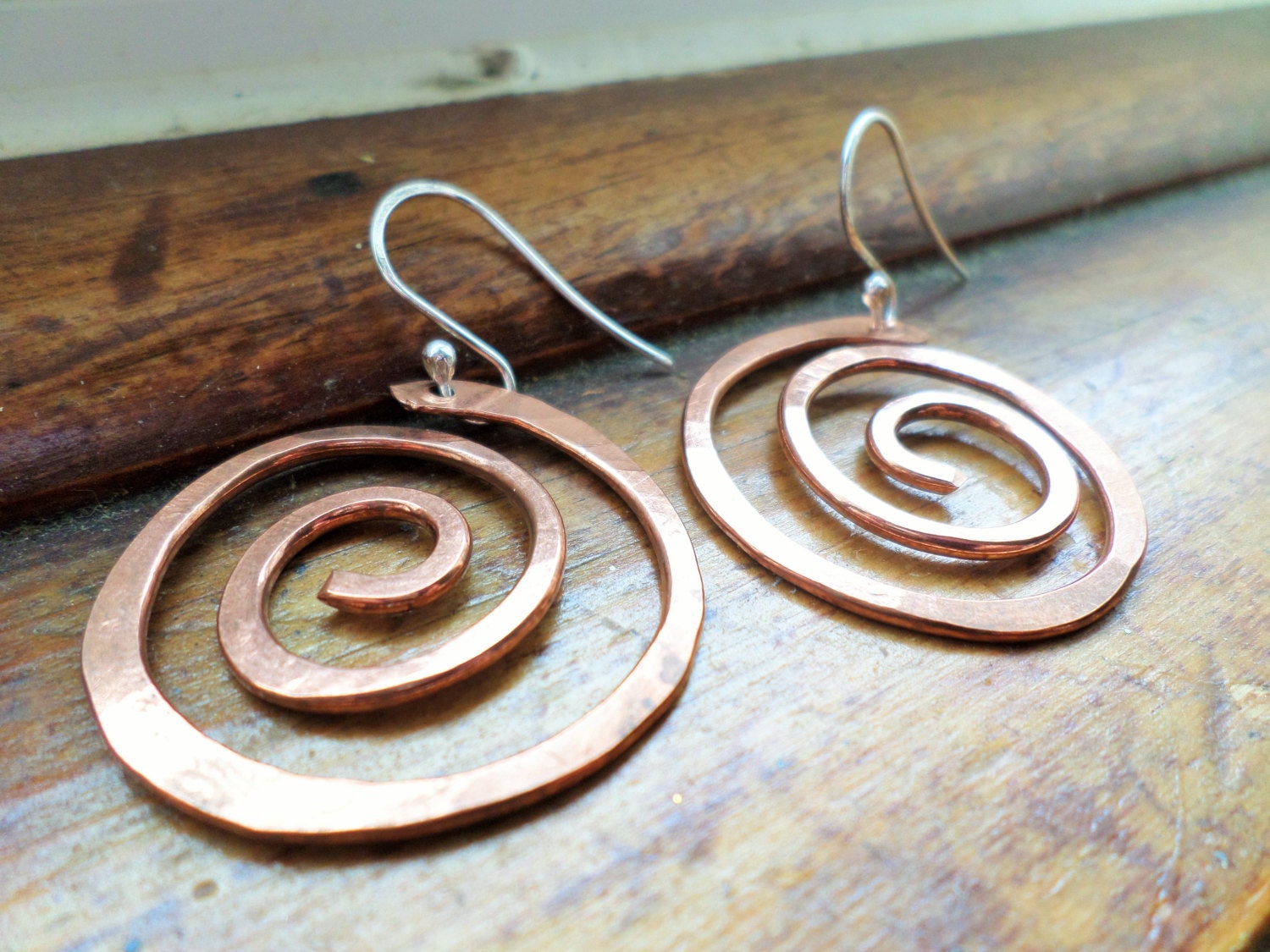 Sterling Silver and Copper Swirl Earrings Mixed Metal Jewelry | Etsy