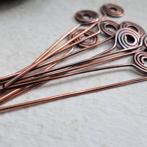 Swirl Pins 20g Choose From Sterling Silver, Copper, Stainless Steel or ...
