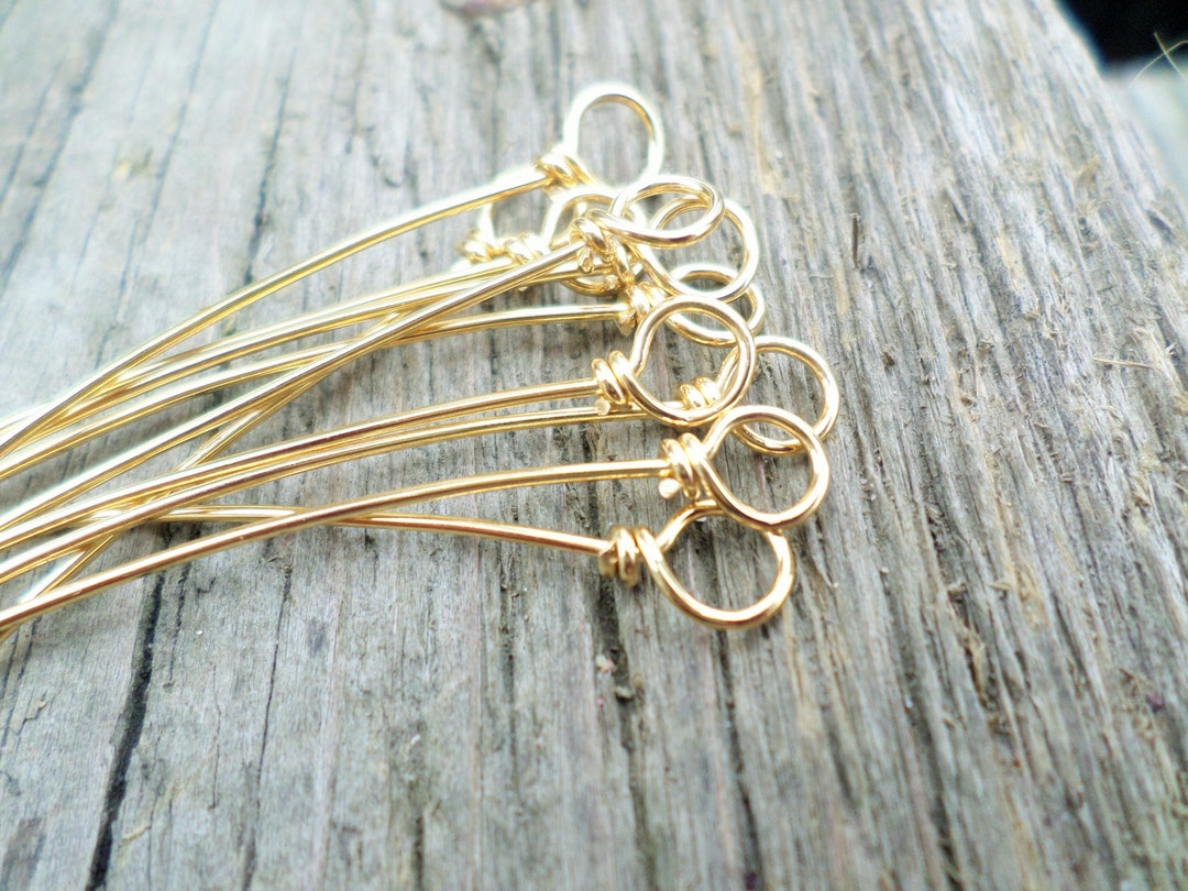 Wrapped Loop Eye Pins Sterling Silver, Copper, Oxidized Copper or ...