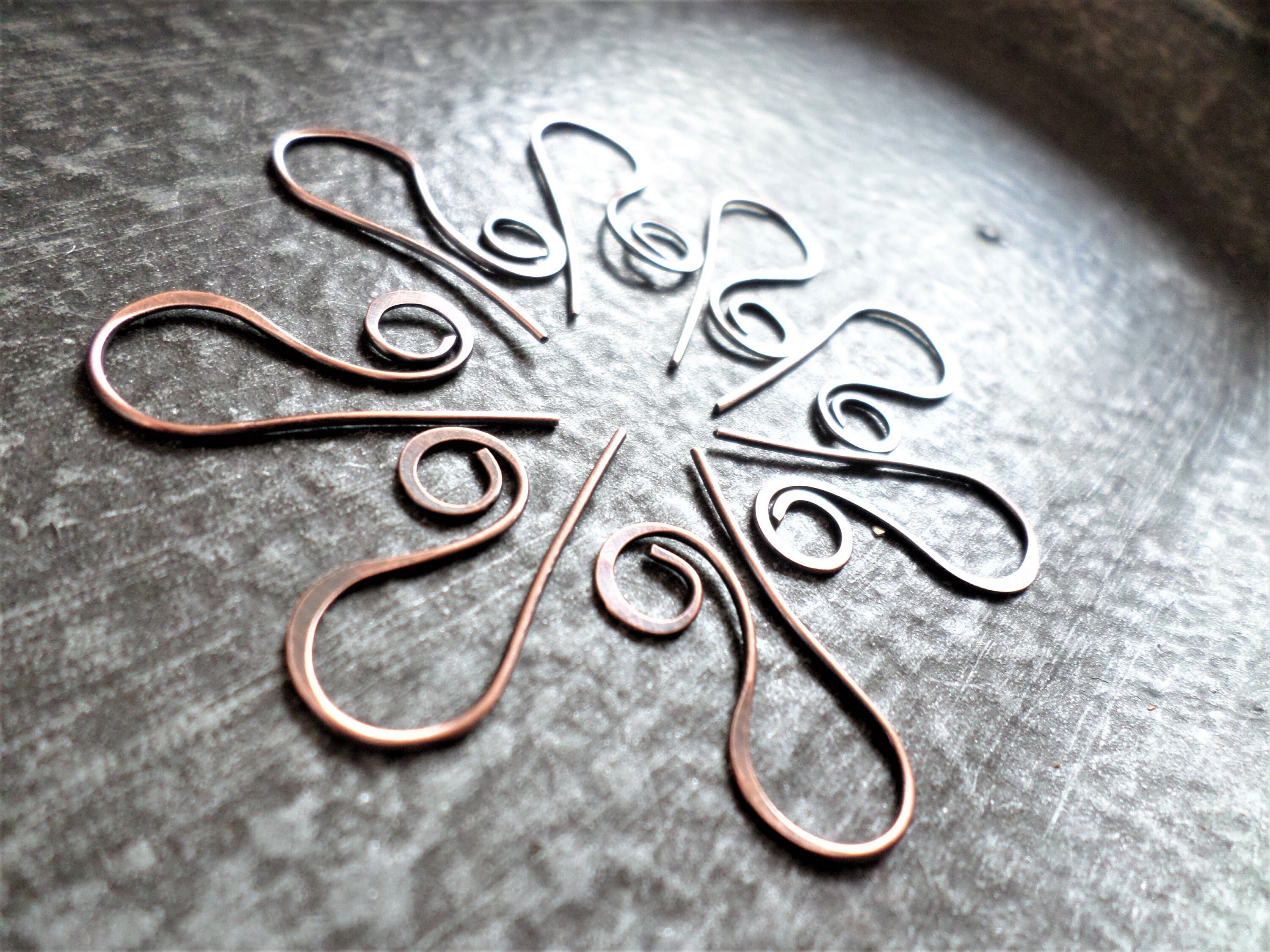 Swirl Hook Ear Wires Handmade Sterling Silver, Copper, Stainless Steel ...