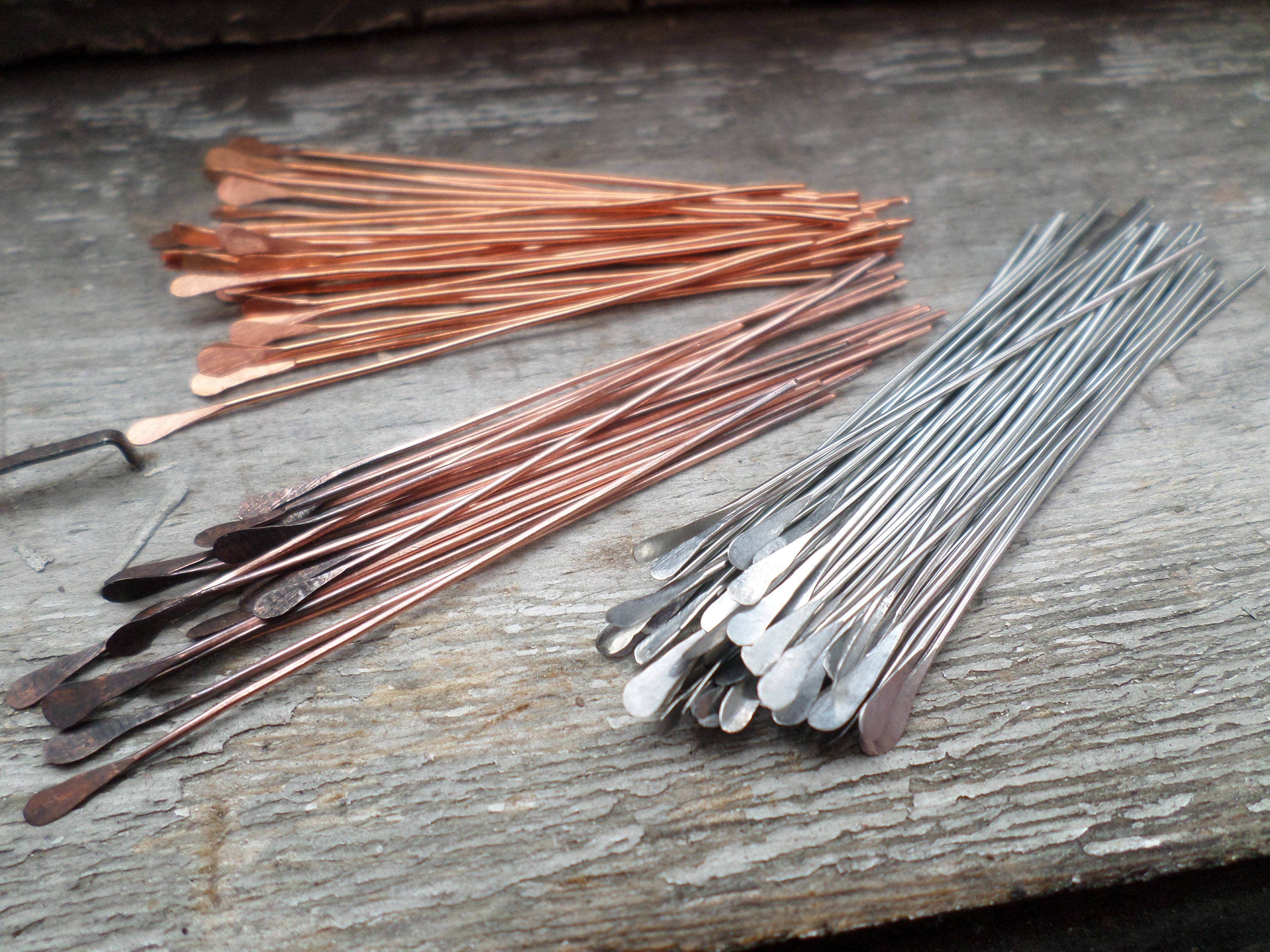 Paddle Pins Hand Forged 10pcs 20g Sterling Silver, Stainless, Oxidized ...