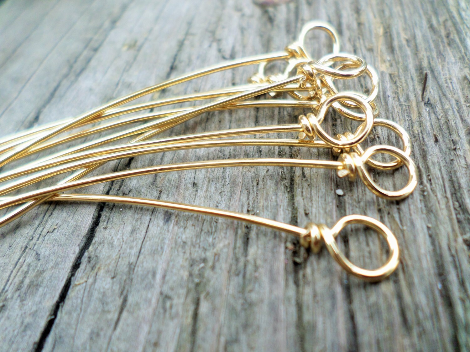 Wrapped Loop Eye Pins Solid Nugold Copper Oxidized Copper or - Etsy