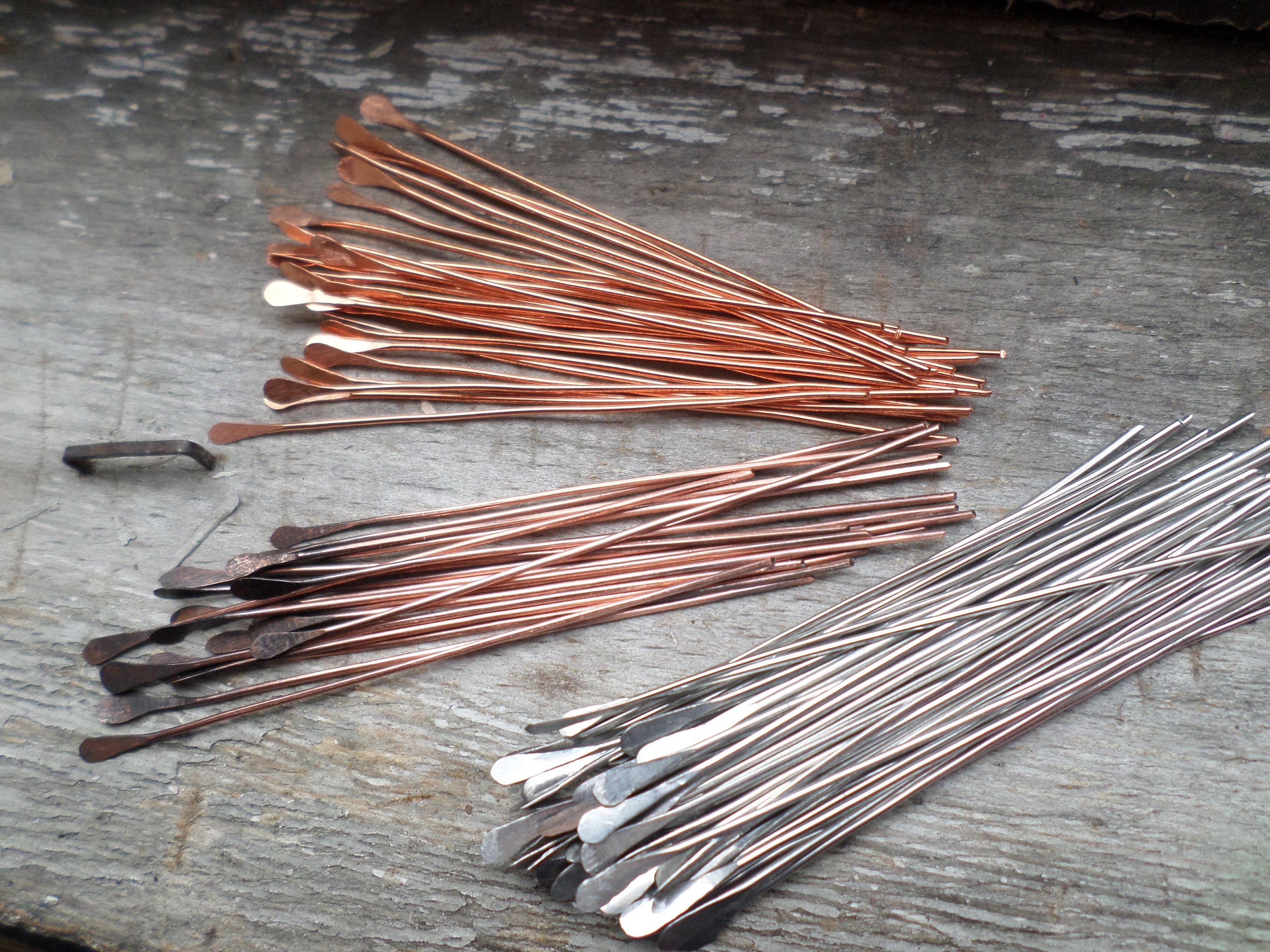 Paddle Pins Hand Forged 10pcs 20g Sterling Silver, Stainless, Oxidized ...