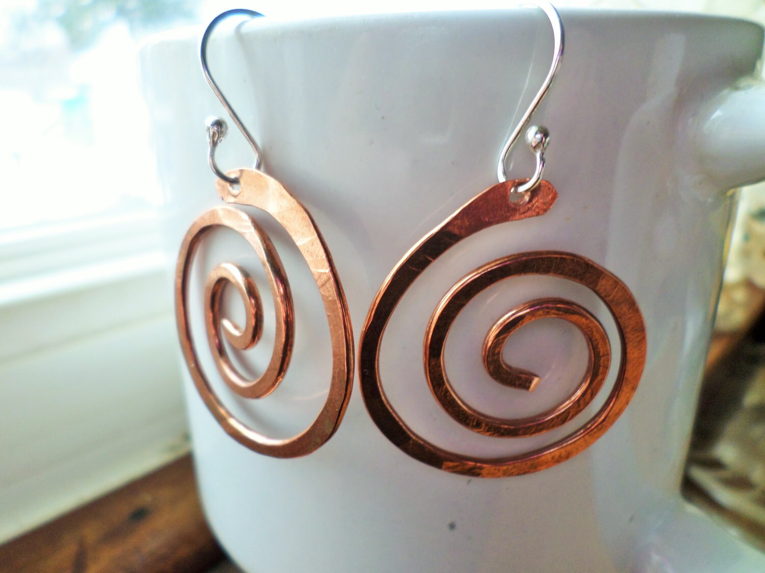 Sterling Silver and Copper Swirl Earrings Mixed Metal Jewelry | Etsy