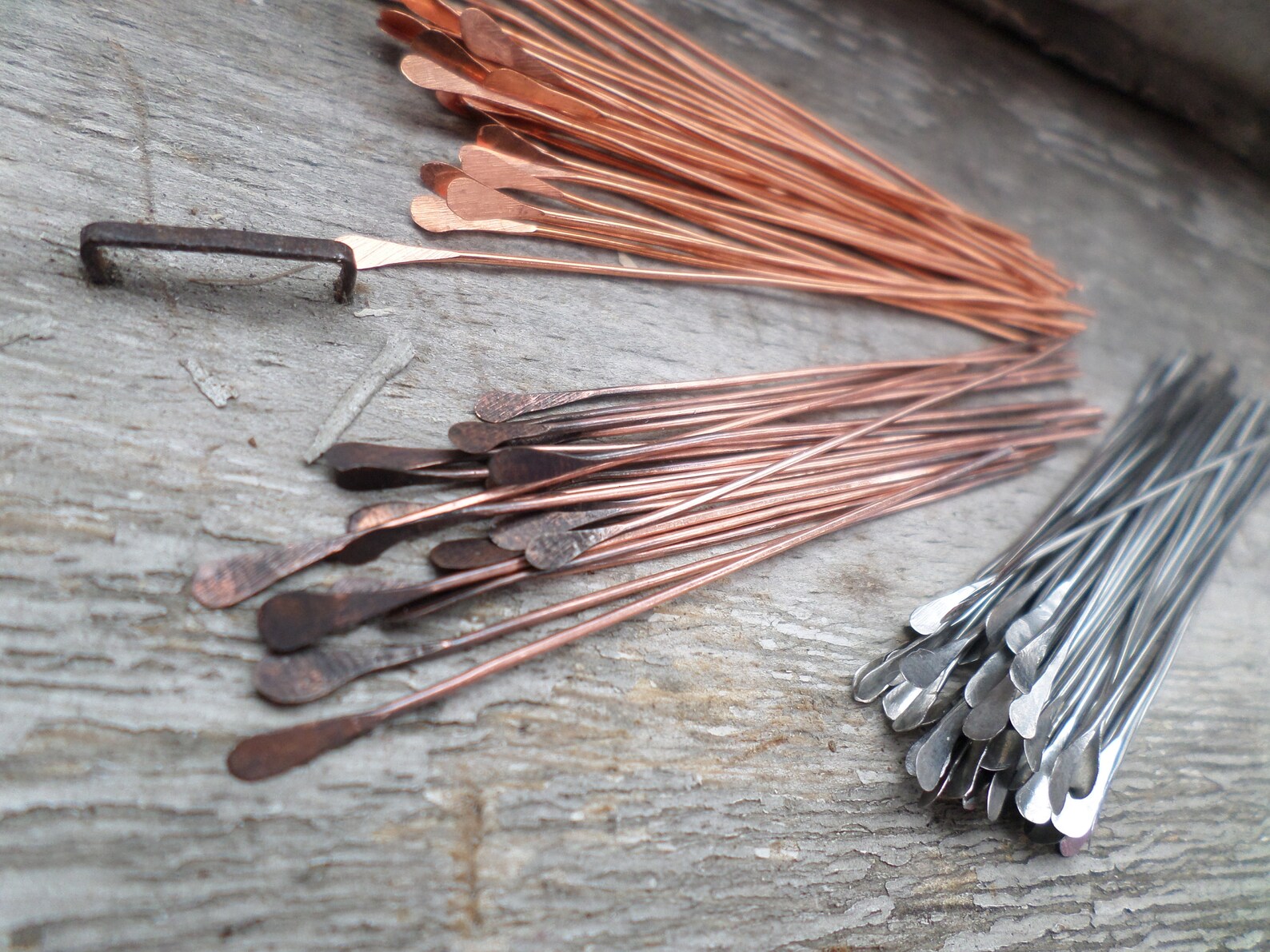 Paddle Pins Hand Forged 10pcs 20g Sterling Silver, Stainless, Oxidized ...