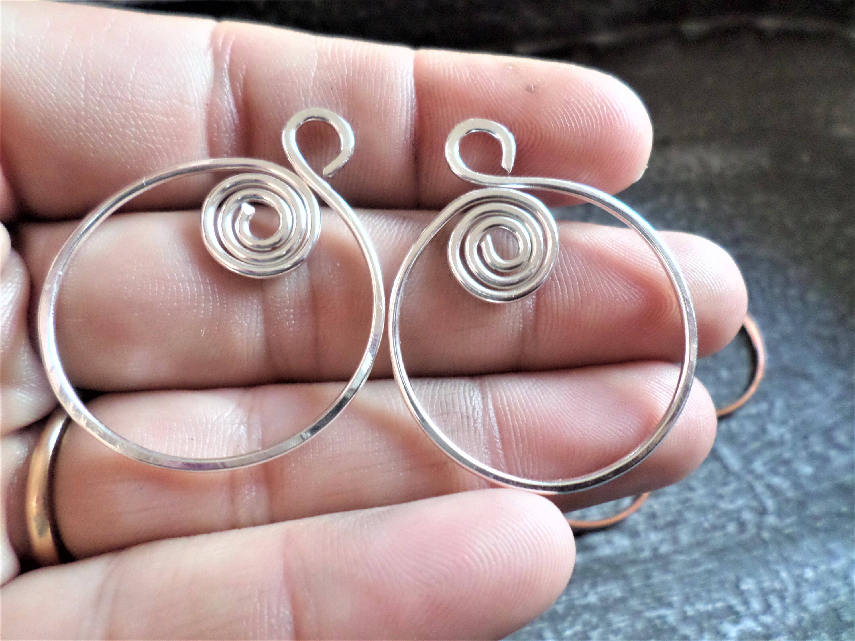 Swirl Hoops, Handmade 2pcs Choose From Copper, Sterling Silver, or ...