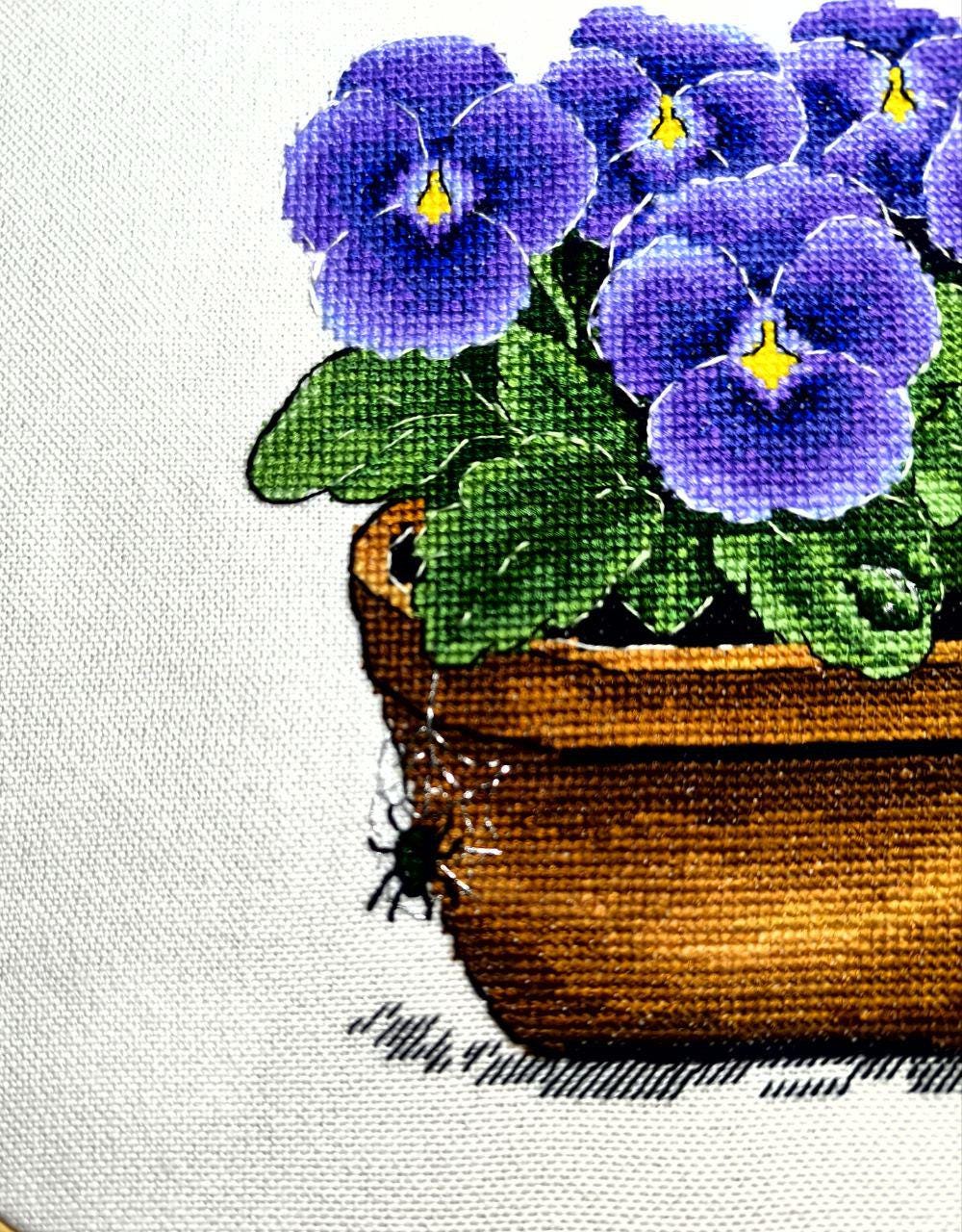 Cross Stitch Pattern. Viola Flower Embroidery PDF. Floral Needlework ...