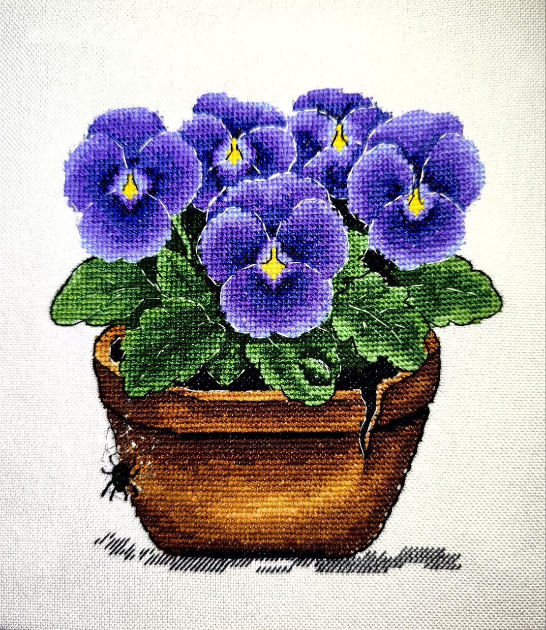 Cross Stitch Pattern. Viola Flower Embroidery PDF. Floral Needlework ...