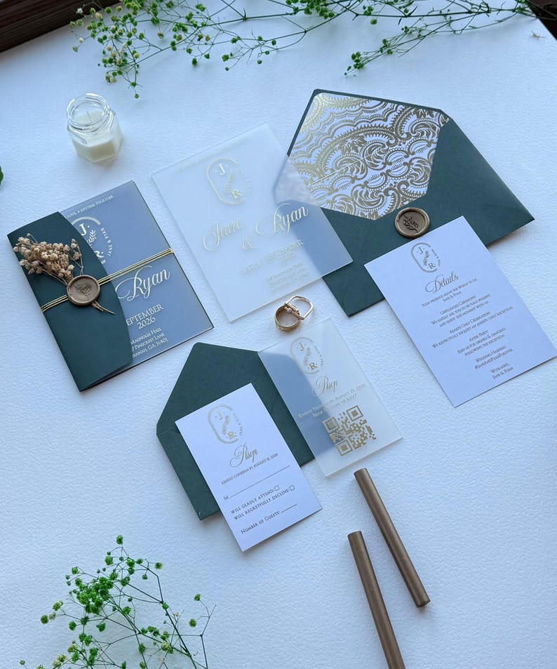 Frosted Acrylic Wedding Invitation : Modern Minimal Acrylic Invite With ...