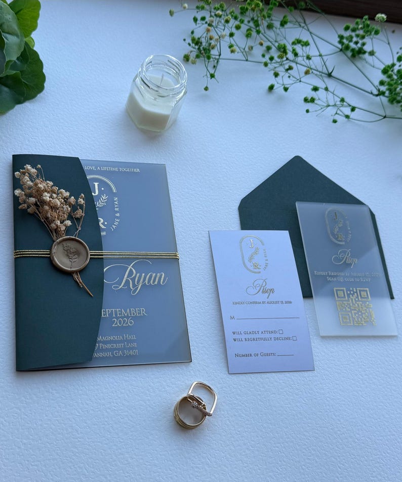 Frosted Acrylic Wedding Invitation : Modern Minimal Acrylic Invite With ...