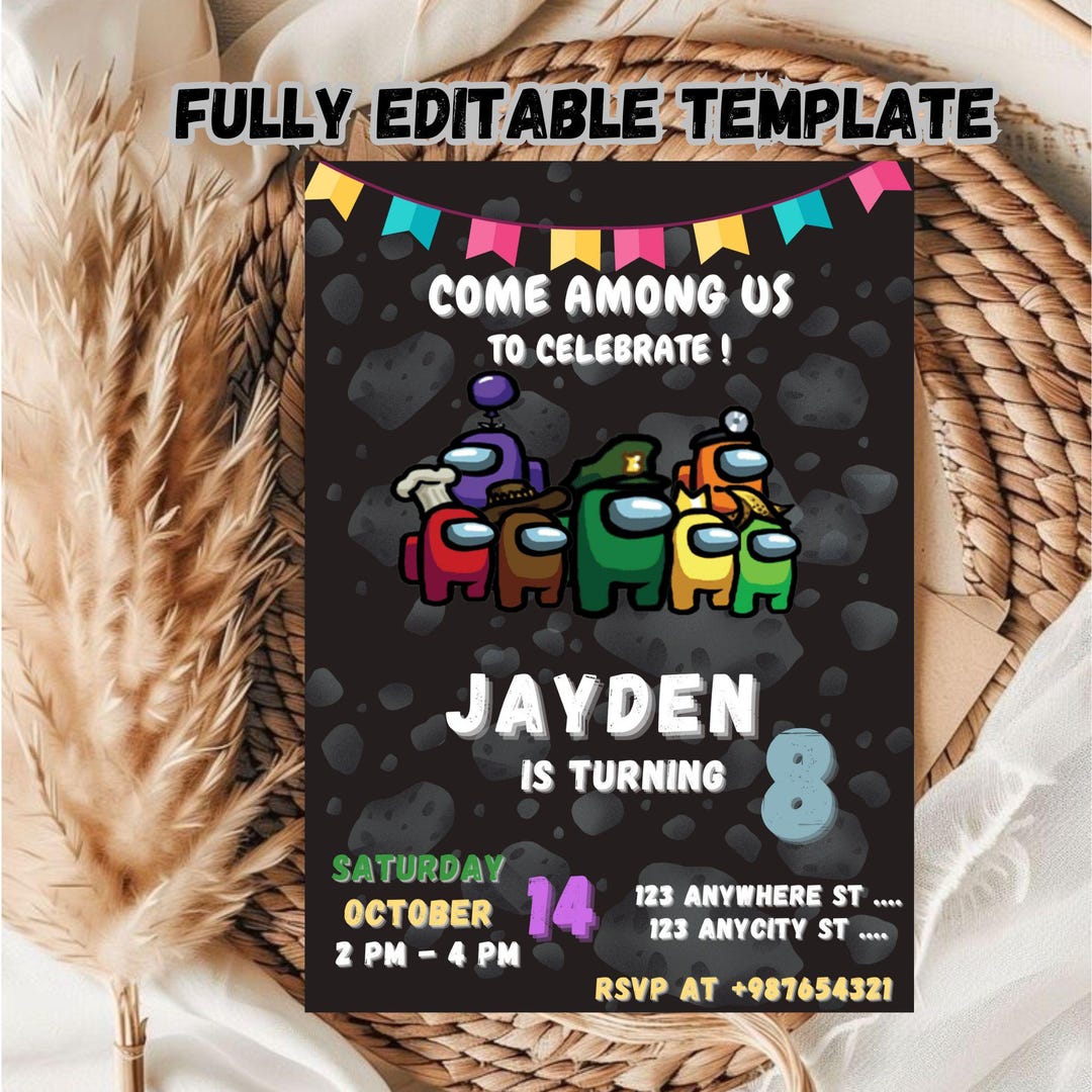 Editable Amongus Birthday Invitation Template / Editable Among Us ...