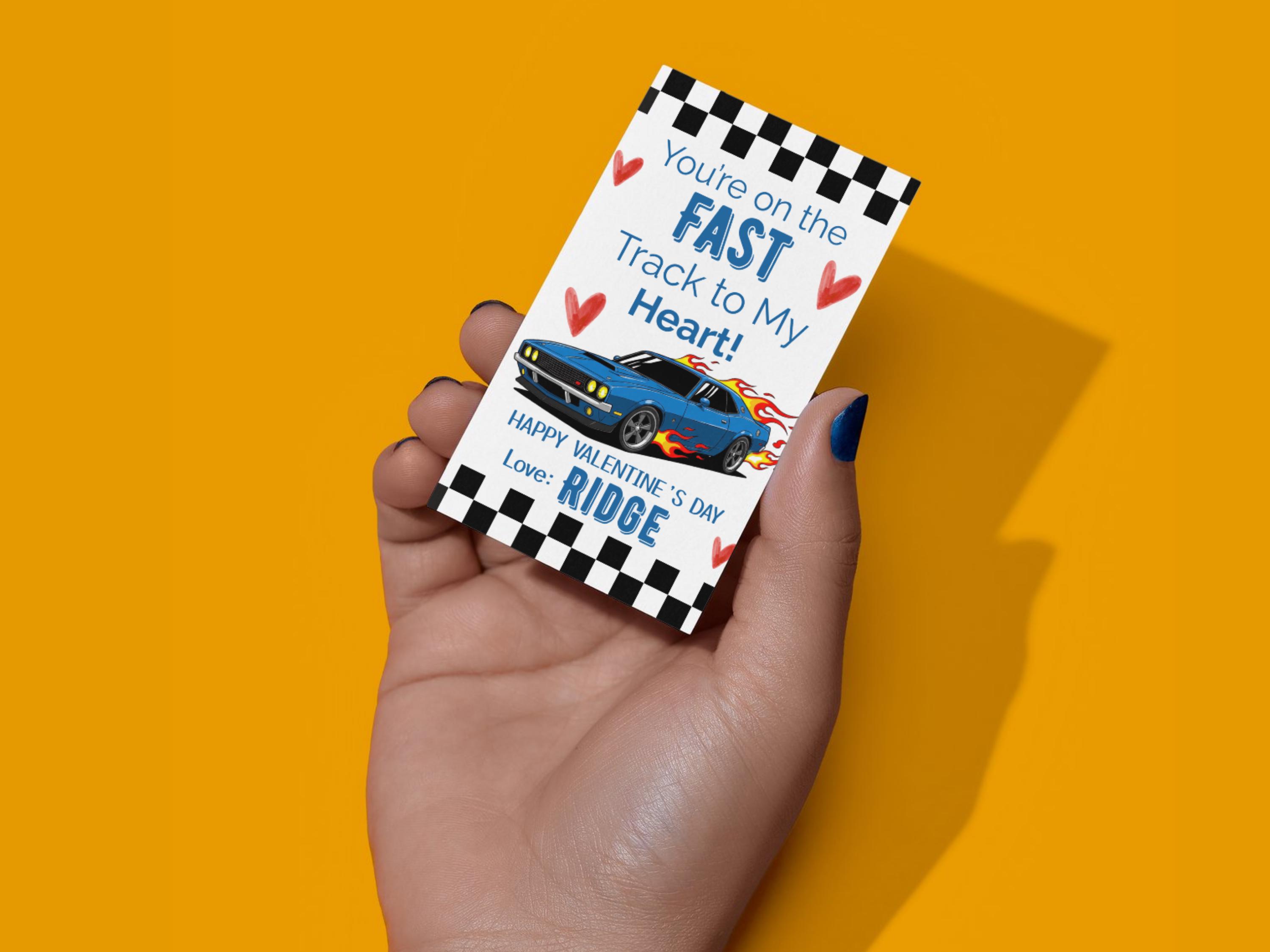 Printable Race Car Valentines, Editable Kids Classroom Cards (digital ...