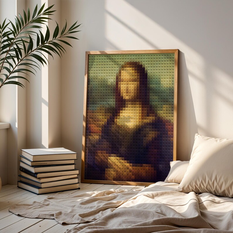 Mona Lisa - Leonardo Da Vinci | Brick Mosaic Pixel Art | Retro ...