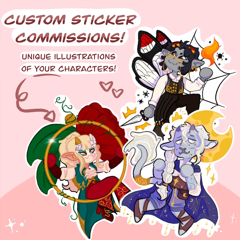 Custom YCH Stickers - Chibi Sticker Commission | Unique OC Illustrations - Etsy