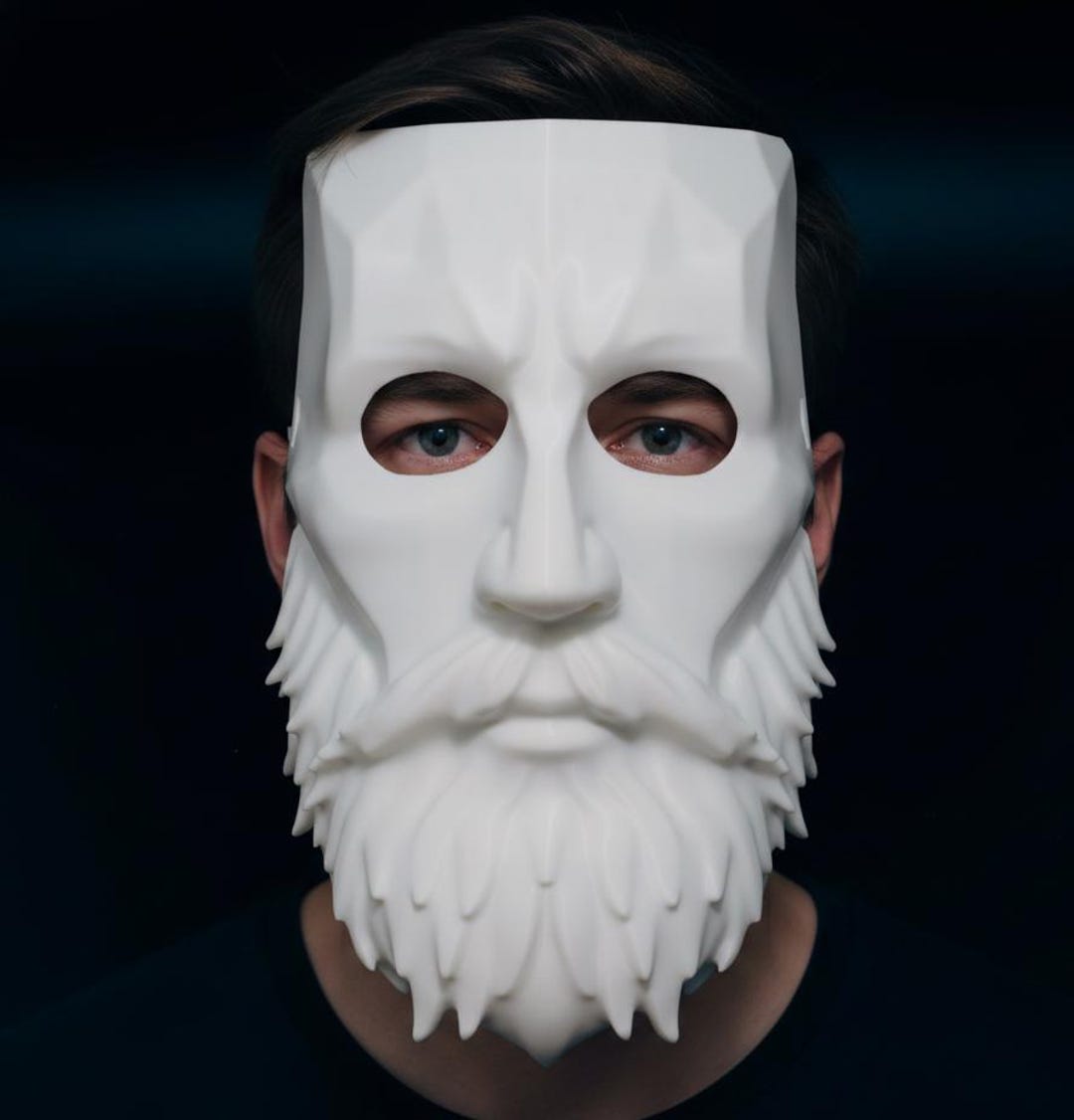 3D Printed Beard Mask _ Wearable Face Cover _ Cosplay Costume ...