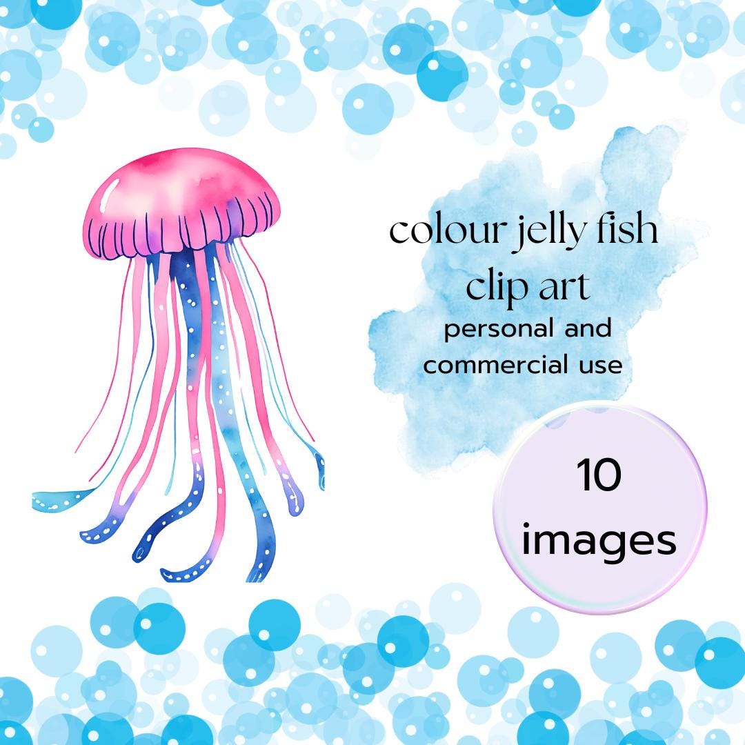 Waterclolour Jellyfish School Project Clipart | Jellyfish Clipart ...