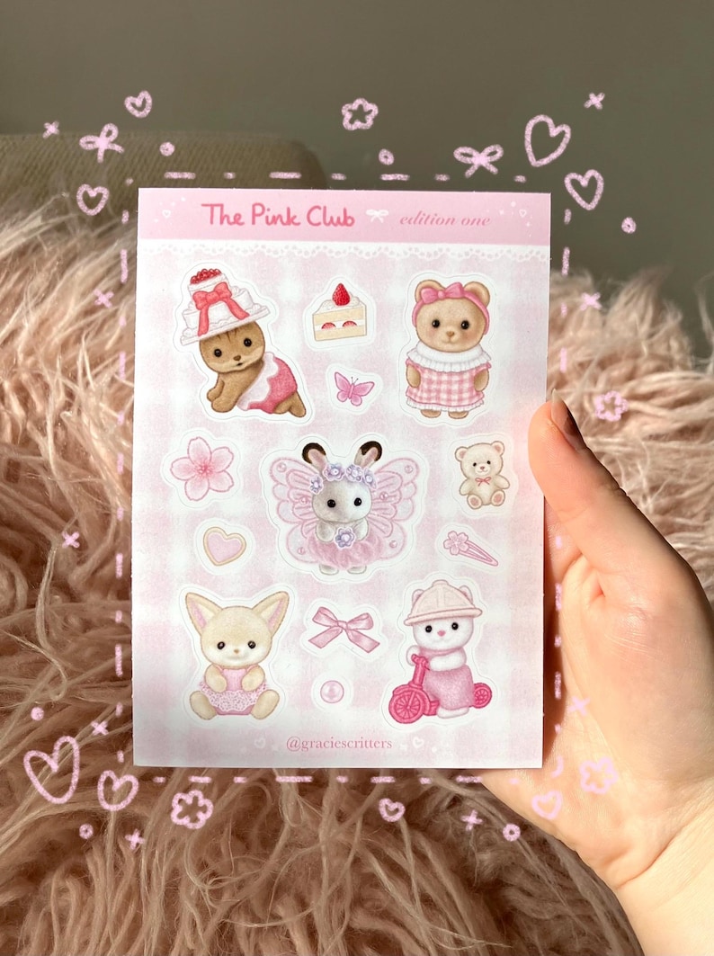 The Pink Club Critter Sticker Sheet - Etsy