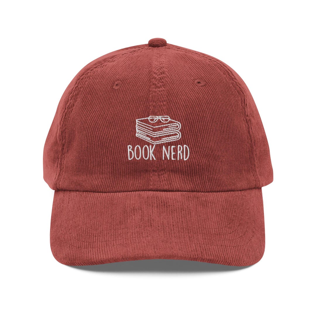 Book Nerd Vintage Corduroy Cap, Cute Embroidered Book Nerd Hat, Book ...