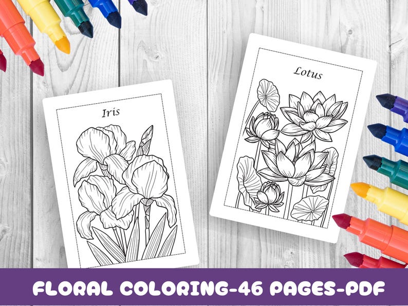 Floral Alphabet Digital Coloring Book – 46 Pages of Stunning Flowers ...