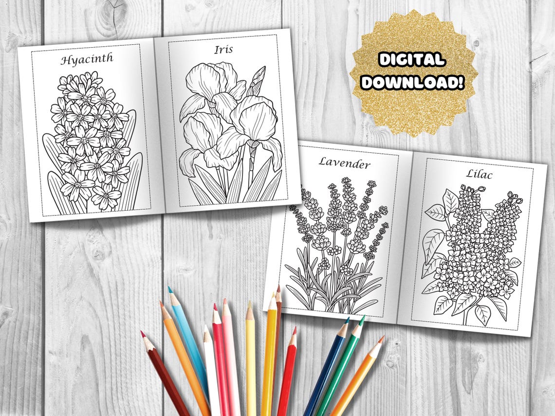 Floral Alphabet Digital Coloring Book – 46 Pages of Stunning Flowers ...