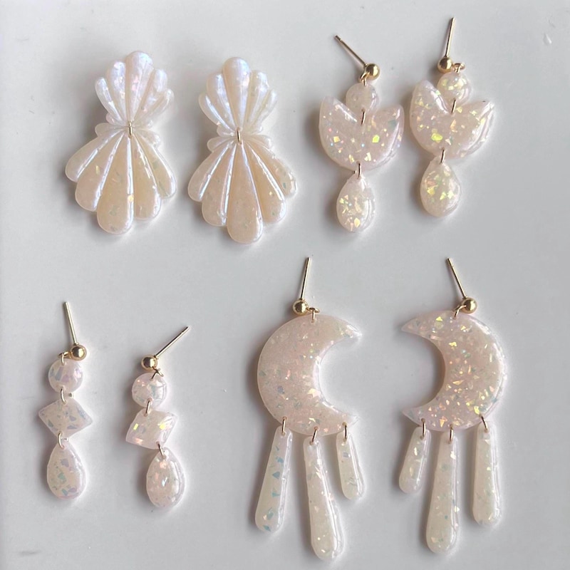 Opal Clay Moon Earrings - Etsy