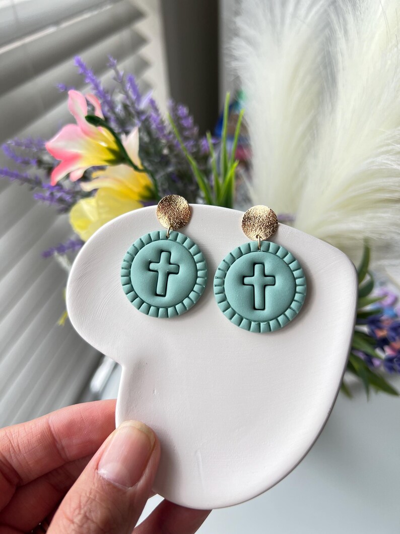 Three Crosses on A Hill Arch Earrings | Faith-inspired Mint Cross ...