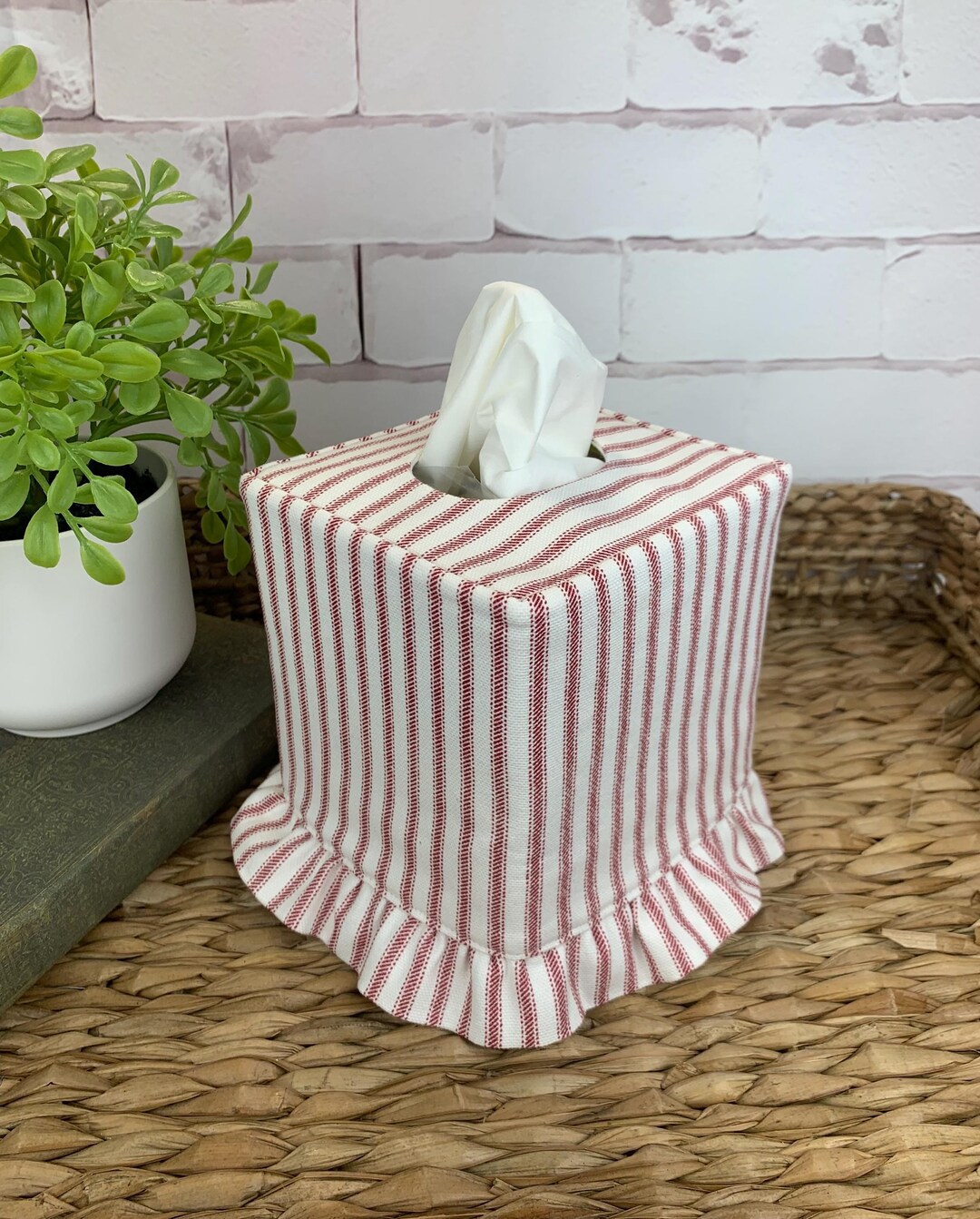 Ticking Stripe Ruffle Tissue Box Cover:pick the Color - Etsy